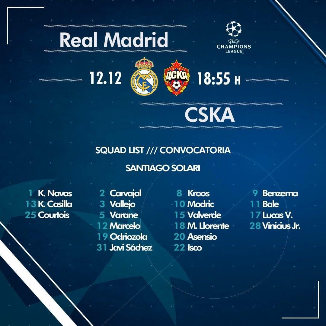 Dix-neuf Merengues pour affronter le CSKA Moscou – Real Madrid FanClub ...